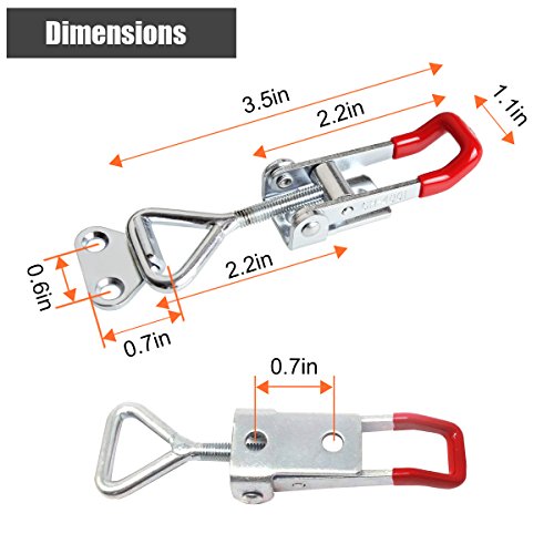 Adjustable Toggle Clamp, 6Pack 360lbs Holding Capacity Heavy Duty 4001 Style Toggle Latch Clamp Hasp for Door, Box Case Trunk, Smoker Lid, Jig. Quick Release Pull Latch, Sturdy Metal Draw Latch