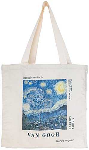 Canvas Aesthetic Tote Bag with Zipper Interior Pocket Shoulder Tote Bags for Women School Shopping