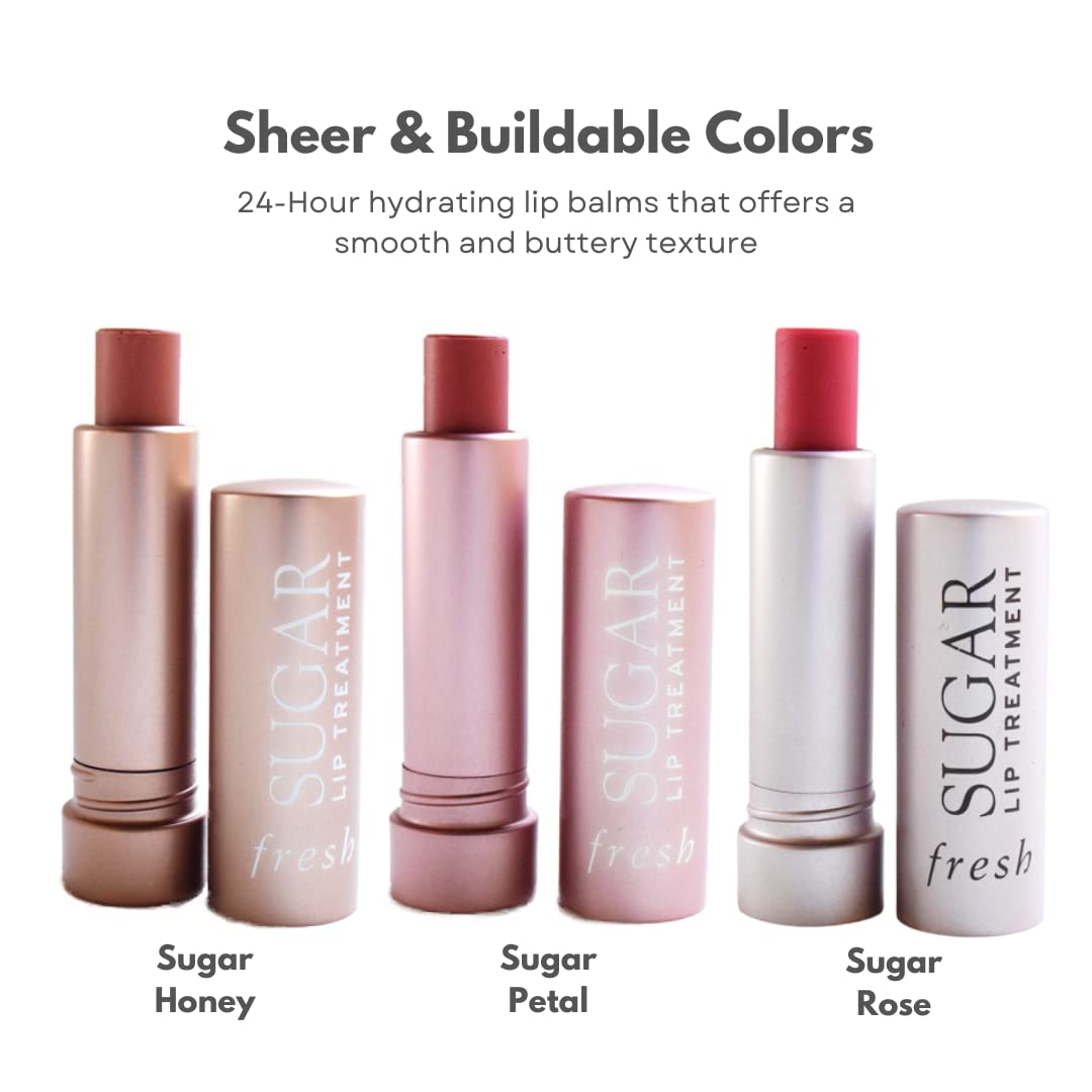 Fresh Sugar Collection Lip Care Set:: Mint Rush Freshening Lip Treatment, Advanced Therapy Treatment Lip Balm, and 3 Sugar Lip Balms in Rose, Honey, and Petal