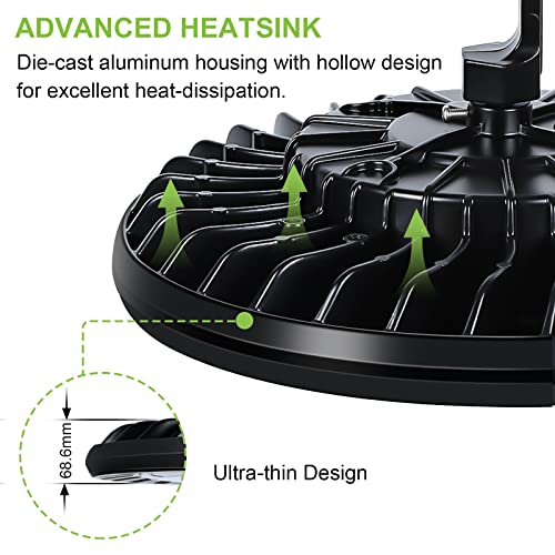 hykolity 2 Pack LED High Bay Light 150W, 5000K UFO LED High Bay Light Fixture with US Plug [250W MH/HPS Equiv.] 100-277V, 19,500lm, IP66 Commercial Warehouse Area Light for Wet Location