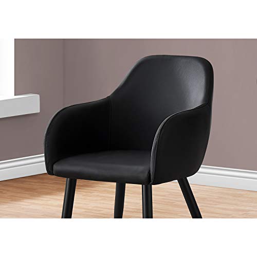 Monarch Specialties 1193, Set of 2, Side, Upholstered, Kitchen, Room, Pu Leather Look, Metal, Contemporary, Modern Dining Chair, 17.5" L x 23.5" W x 33" H, Black| Black Legs