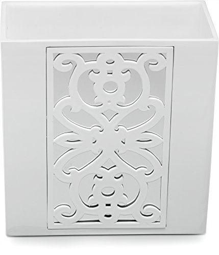 Creative Scents White Bathroom Trash Can - Decorative Bathroom Wastebasket - Mirrored Waste Basket for Bathroom, Bedroom, Powder Room Or Living Room - Durable Mirror Janette Bathroom Garbage Can