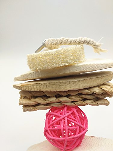 Hypeety Bird Parrot Cuttlebone Toy Bird Chew Toy Colorful Rattan Ball Toy Safe and Fun for African Grey, Amazon Conure Cockatoo Macaw Cockatiel