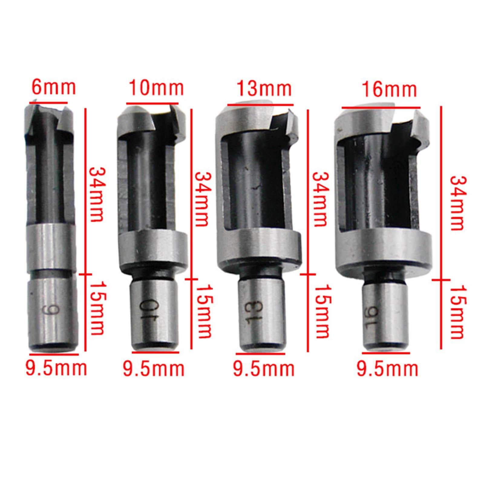 8pcs Wood Plug Cutter Cork Drill Straight And Tapered Taper 5/8" 1/2" 3/8" 1/4" Woodworking Cutting Tool