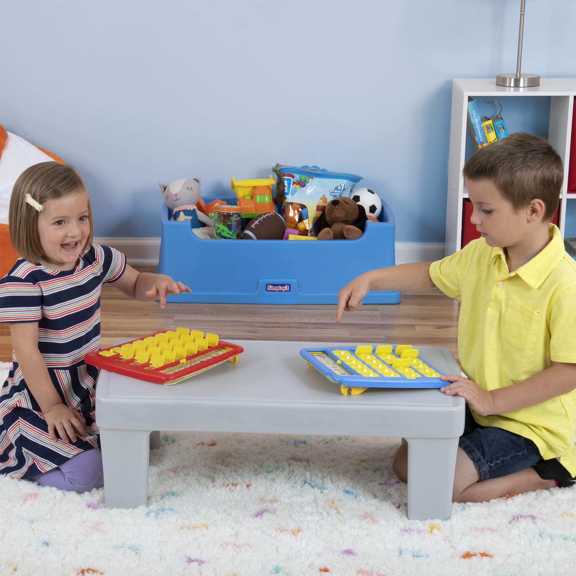 Simplay3 Play Around Toy Box Table β Multipurpose Kids Toy Box and Toddler Play Table for Toys, Art Supplies, Crafts β Durable, Plastic Large Toy Box, Made in USA
