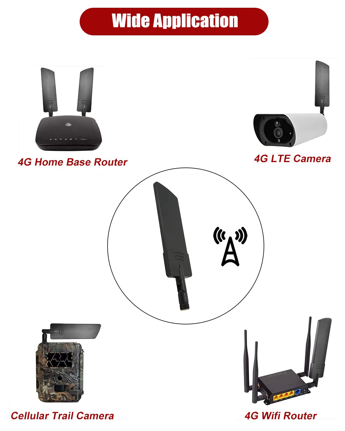 5G&4G LTE Antenna 10dbi with SMA Male, 2 Pcs Universal Wide Band Omni Directional Antenna for Router Mobile Hotspot Wireless Home Phone Trail Camera