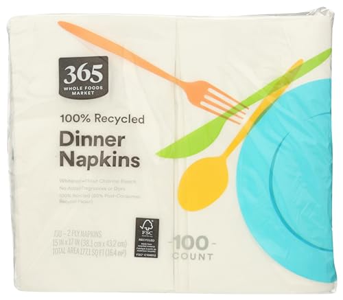 365 by Whole Foods Market, Dinner Napkins 2 Ply 100 Count, 100 Count