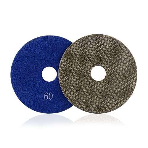 4" Electroplated Diamond Polishing Pads 60 Grit - Wet Dry Sanding Tile Stone Marble Granite Concrete Ceramics Glass