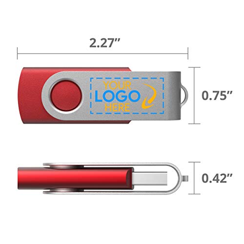 Custom USB Flash Drives Personalized 30+ Color Combos and Logo on 2-Sides - Assembled in USA - Grade A Memory - Deep Blue Body/Silver Swivel - 8GB [Pack of 100]