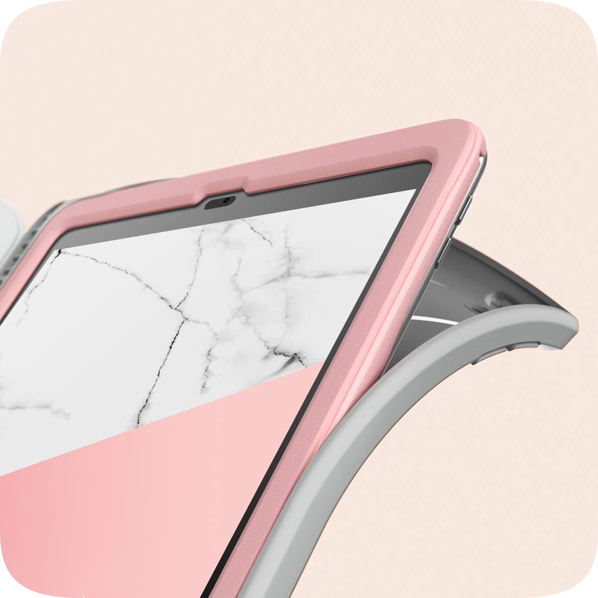 i-Blason Case for iPad 6th Generation, iPad 9.7 Case 2018/2017, [Built-in Screen Protector] Full-Body Trifold [Cosmo] Smart Cover with Auto Sleep/Wake & Pencil Holder for Apple iPad 9.7 Inch (Marble)