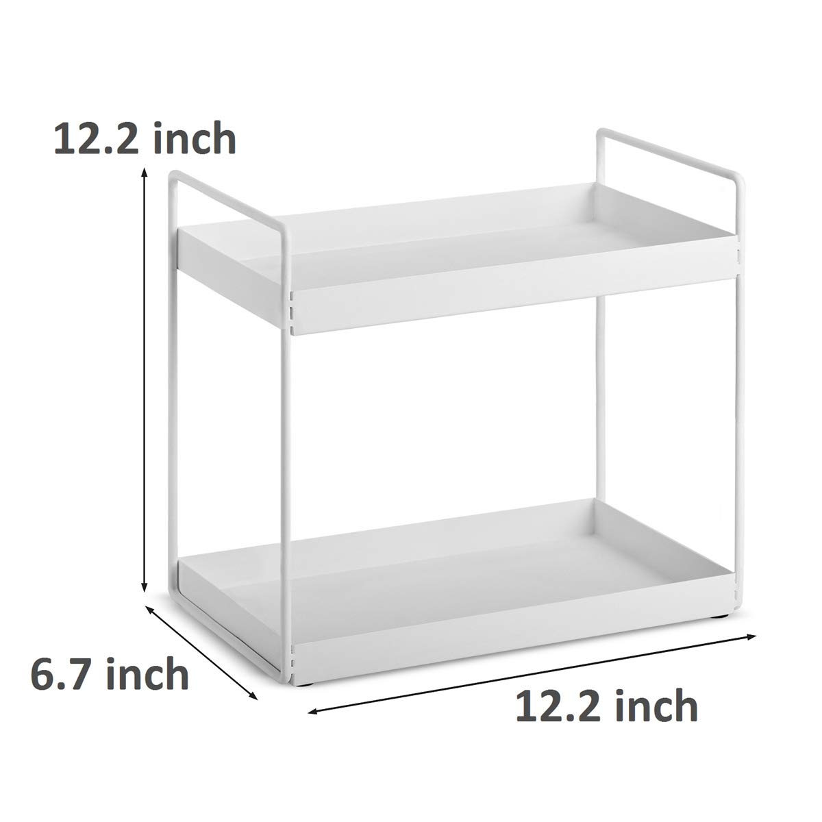 Aisung 2-Tier Bathroom Countertop Organizer Vanity Tray Cosmetic & Makeup Storage Kitchen Spice Rack Standing Shelf, White