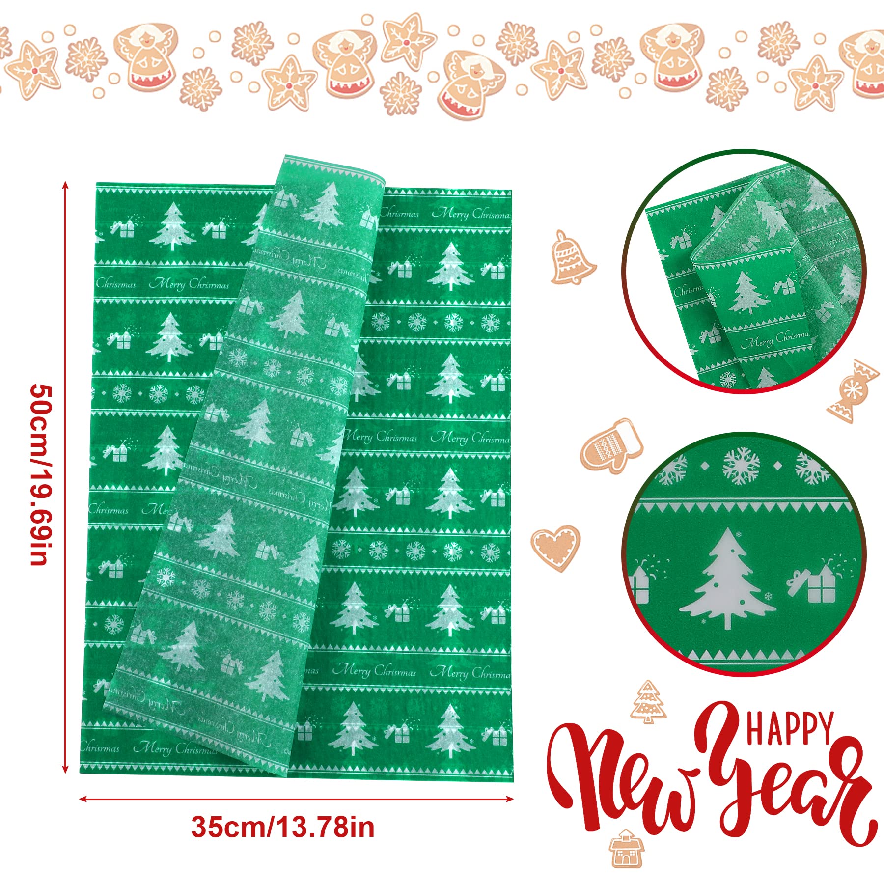 SANNIX 100 Sheets Christmas Tissue Paper Xmas Bulk Gift Wrapping Paper Bag for Christmas Gift Wrapping Boxes DIY Crafts Birthday Holiday Decoration 19.7 ×13.8 Inch (10 Patterns)