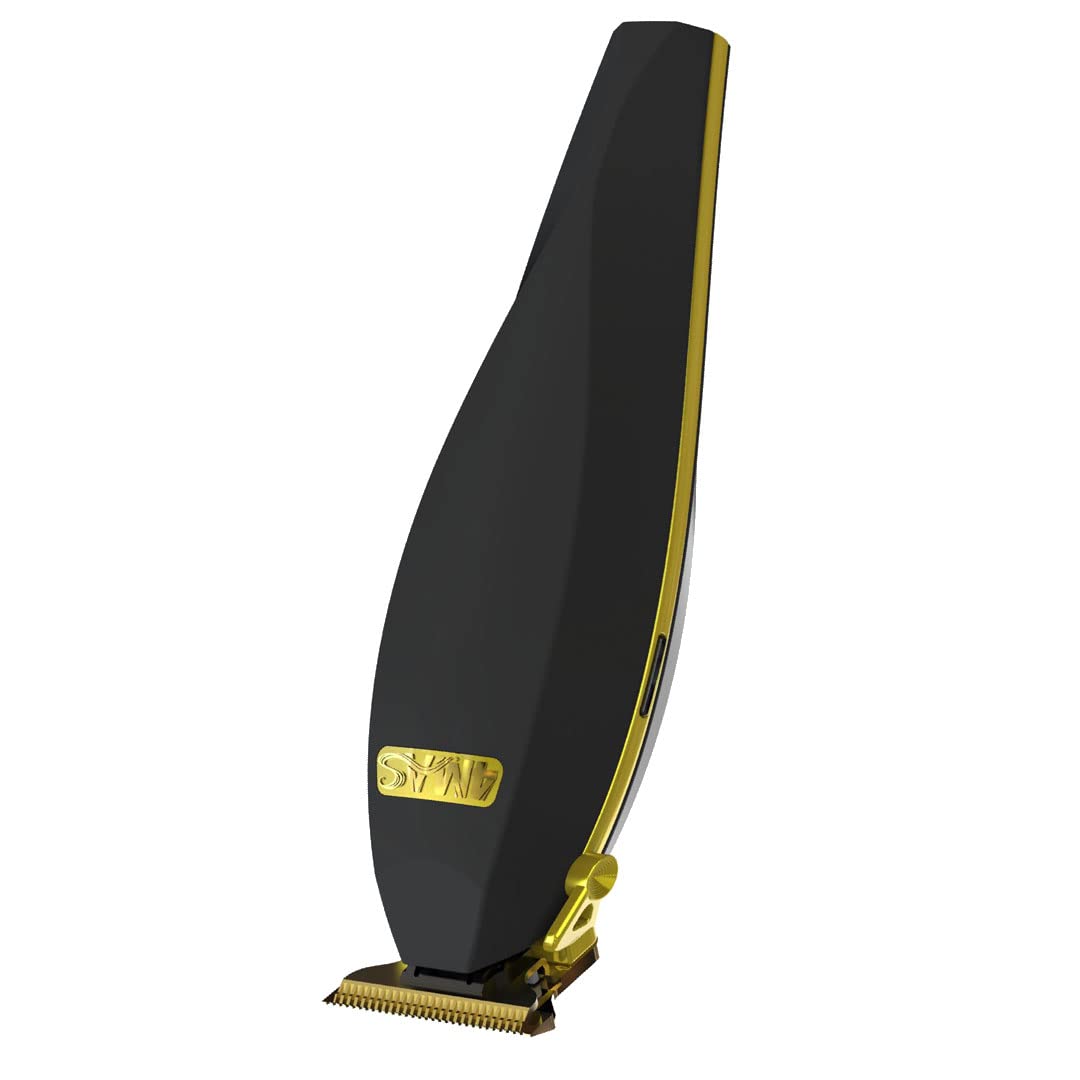4MAS Kion Trimmer - Professional Hair & Beard, Zero-Gapped, Cordless Lithium-Ion Trimmer with Charging Base (Black & Gold)