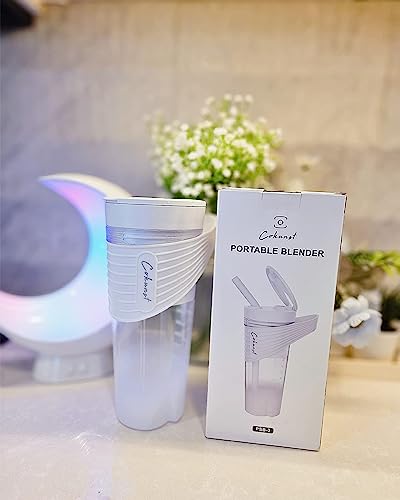 COKUNST Portable Blender for Shakes and Smoothies, BPA-Free USB Rechargeable 16oz Personal Blender Portable with 6 Blades, Powerful Portable Blender Bottles with Straw, Charging Cable, Cleaning Brush, Mini Portable Blender Cup