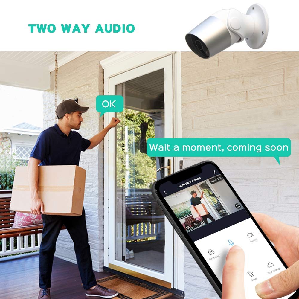 PANAMALAR Outdoor Security Camera, Smart 1080p WiFi IP Camera with Alexa Voice Control, IP65 Waterproof Surveillance System, Night Vision, 2-Way Audio, Motion Detection, Remote Access from Smartphone