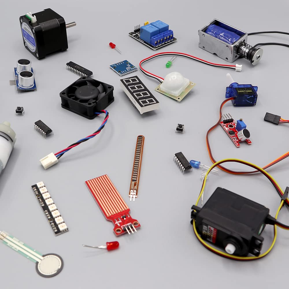 Quantum Hardware Component Electronic Starter Kit with Solderless Breadboard, Jumper Wires Kit, LEDs & Resisitor Kit, Various Sensors for Arduino/for Raspberry pi/ESP32/ESP8266
