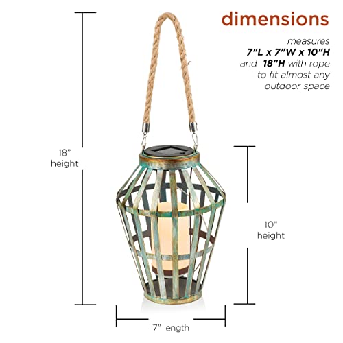Alpine Corporation QLP1354SLR-HH-TM Alpine Metal Solar Lantern, Weathered Grey