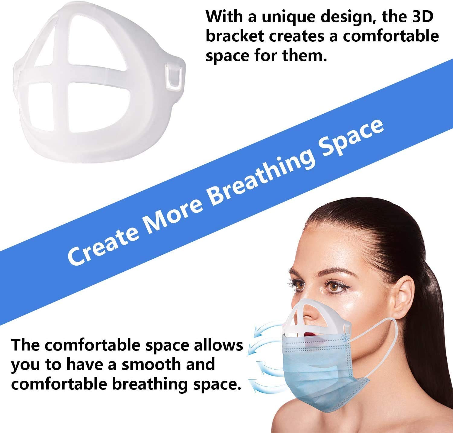 3D Mask Bracket Internal Support Frame,Silicone Reusable Face Shield,Breathe Cup for mask,mask Inserts,Plastic mask Insert(5 Pack)