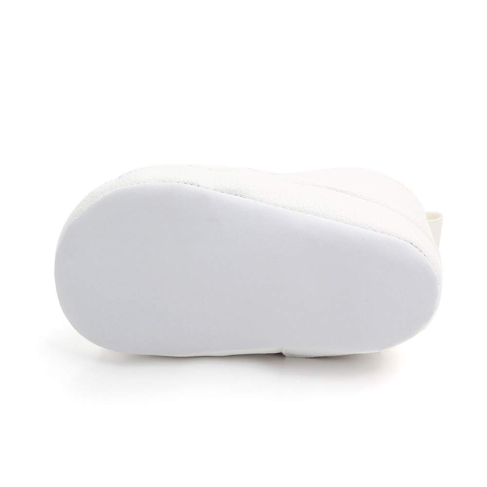 Csfry Infant Toddler Baby Boys Soft Moccasinss Crib Shoes White US4