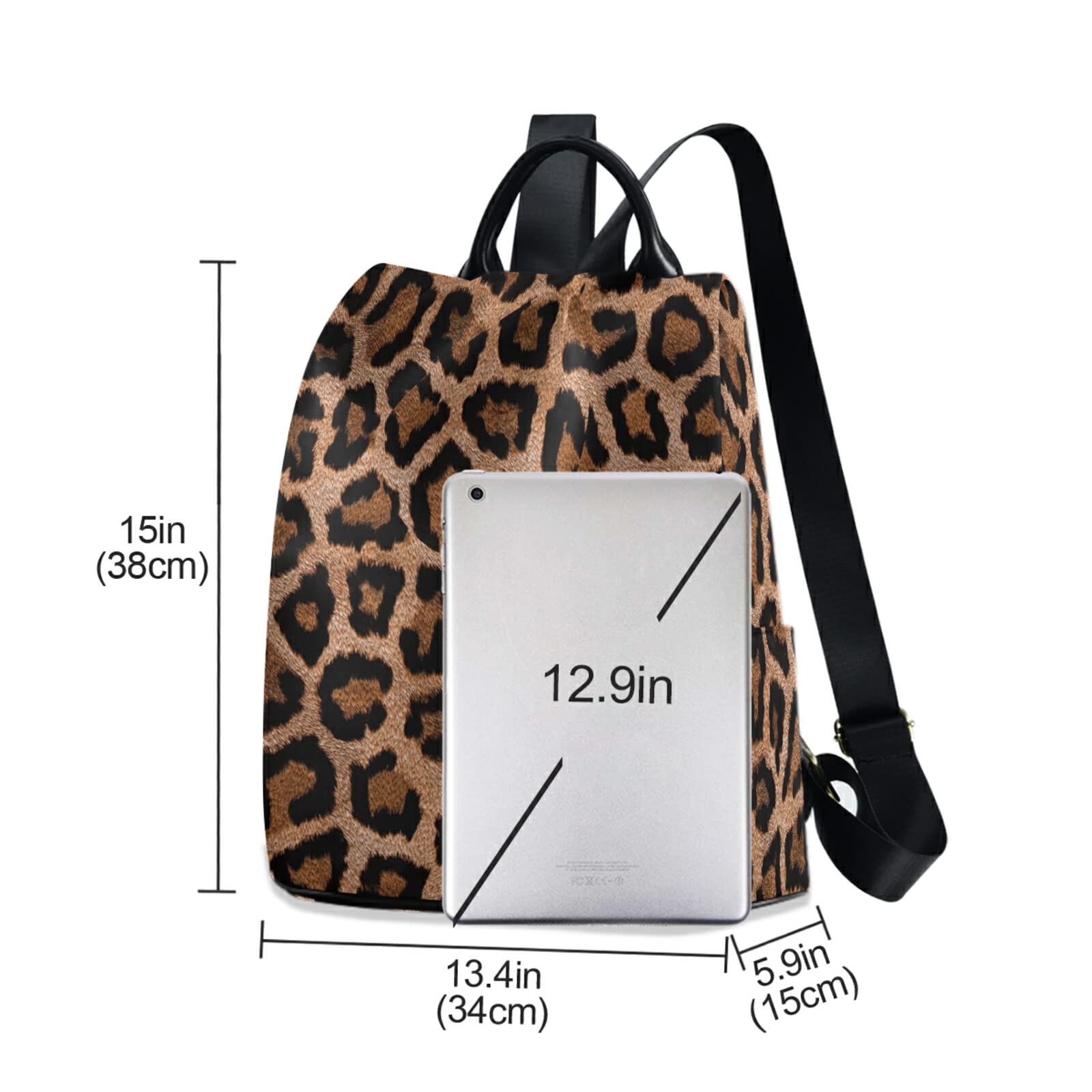 Backpack Purse for Women Fashion Leopard Print Wild Travel Anti-theft Daypack College Casual Shoulder Bag Medium Size