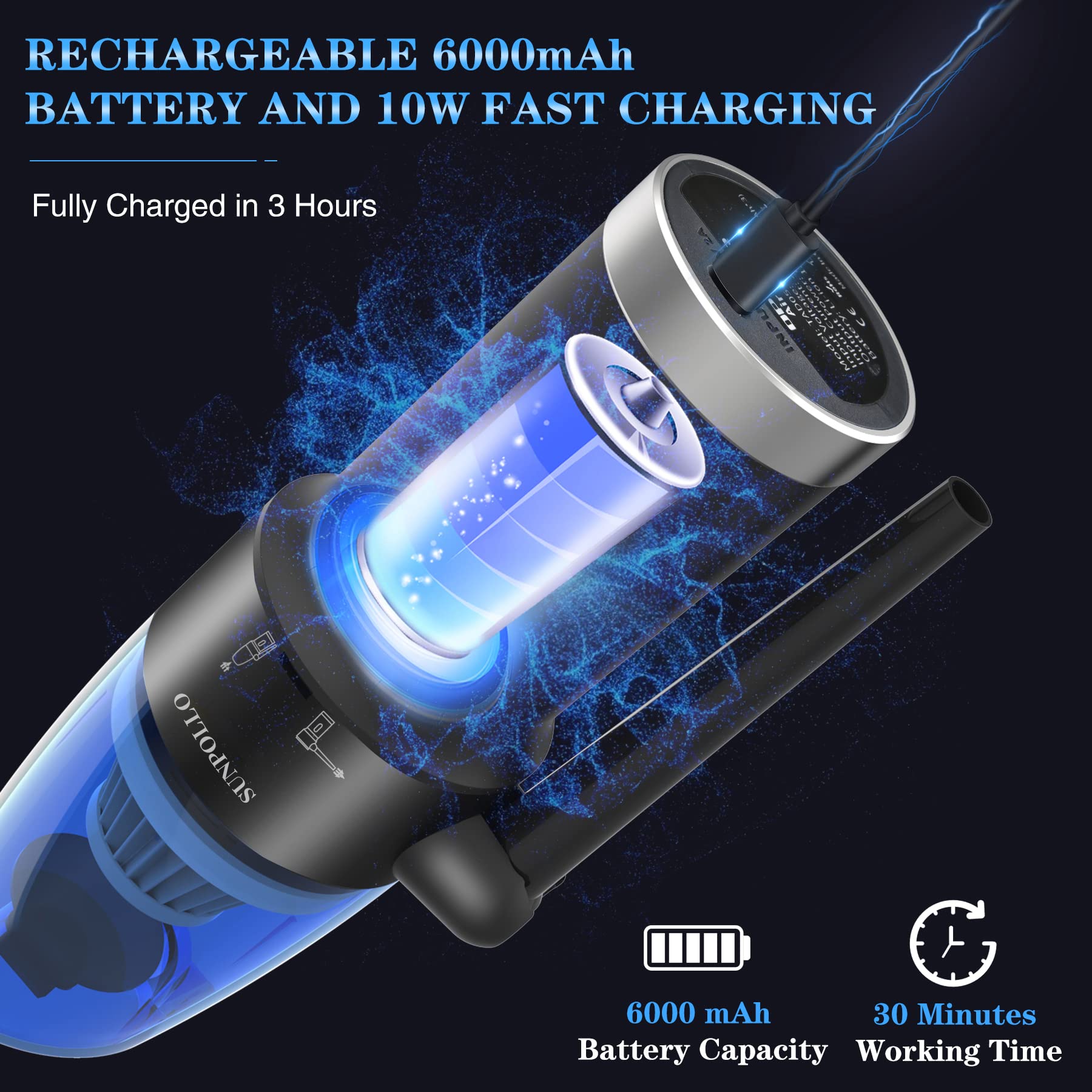 Air Duster & Vacuum 2-in-1, Cordless Electric Compressed Air Blower for Computer Keyboard Cleaning, Portable Handheld Electronics Car Computer Duster, Powerful 77000RPM Motor