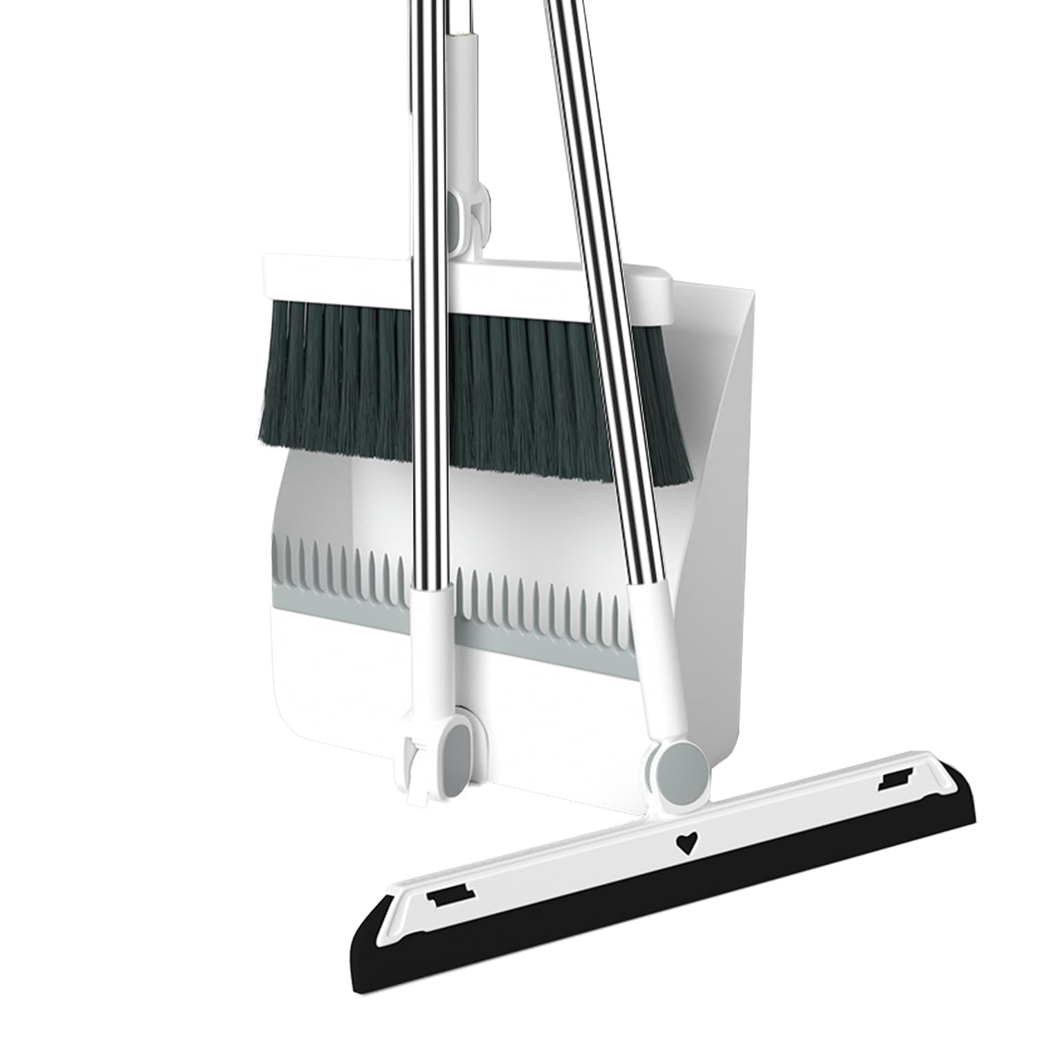 3-in-1 Long-Handled Broom and Dustpan Set - Heavy-Duty Cleaning Combo for Indoor and Outdoor Use
