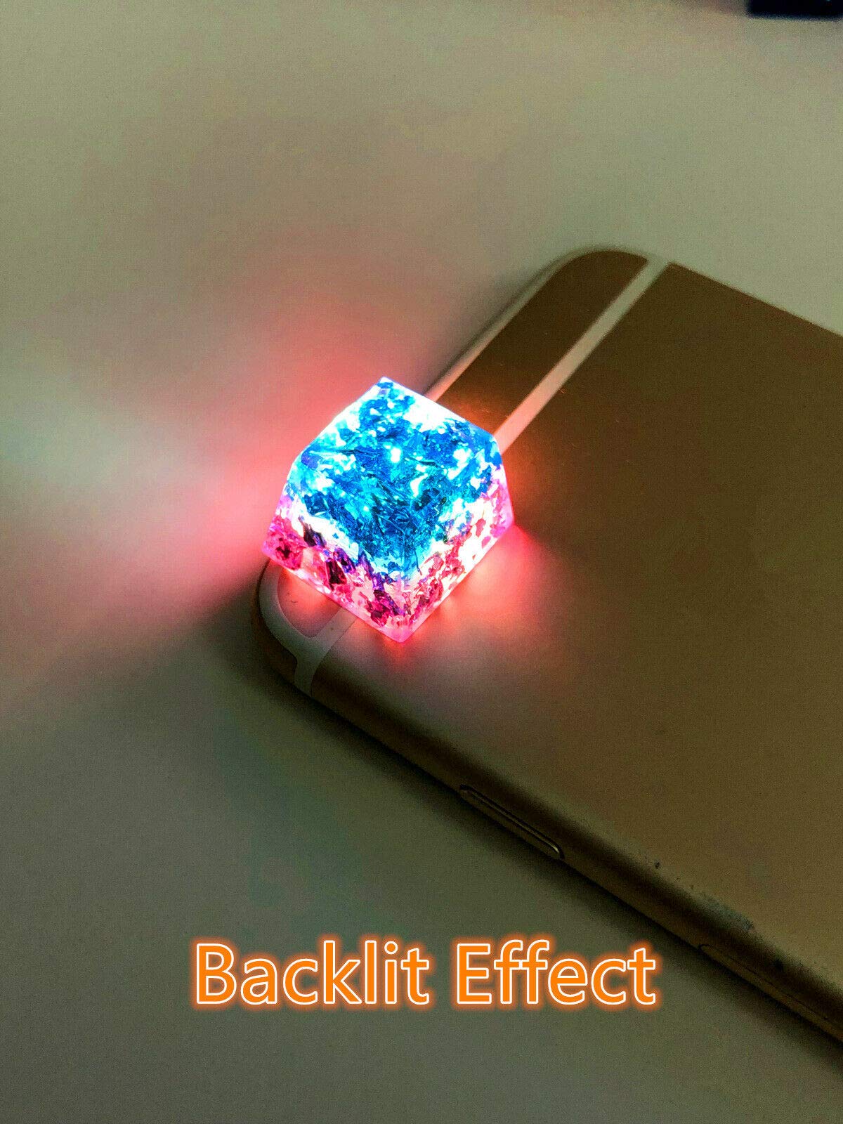 Handmade Resin R4 Keycap Jewelry Blue Pink 2.0 for Cherry MX RGB Gaming Mechanical Keyboard