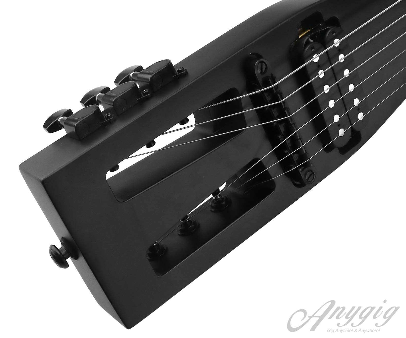 Anygig Electric Guitar Practice Portable Travel 82CM 1.6KG Black Matte 25.5" Full Scale with Gigbag Left Handed