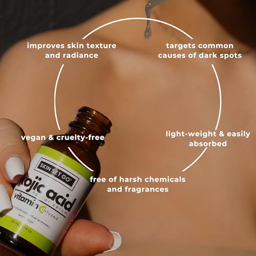 SkinSetGo Dynamic Antioxidant Dark Spot Remover Serum with Kojic Acid, Vitamin C, & Glycolic Acid, For Sun Spots, Age Spots, & Even Skin Tone