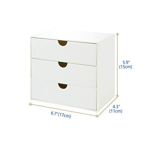 Lunmore 3-Drawer Vanity Organizer, Compact Storage Organization Drawers Set for Cosmetics, Dental Supplies, Bathroom, Dorm, Desk, Countertop, Office Mini Size