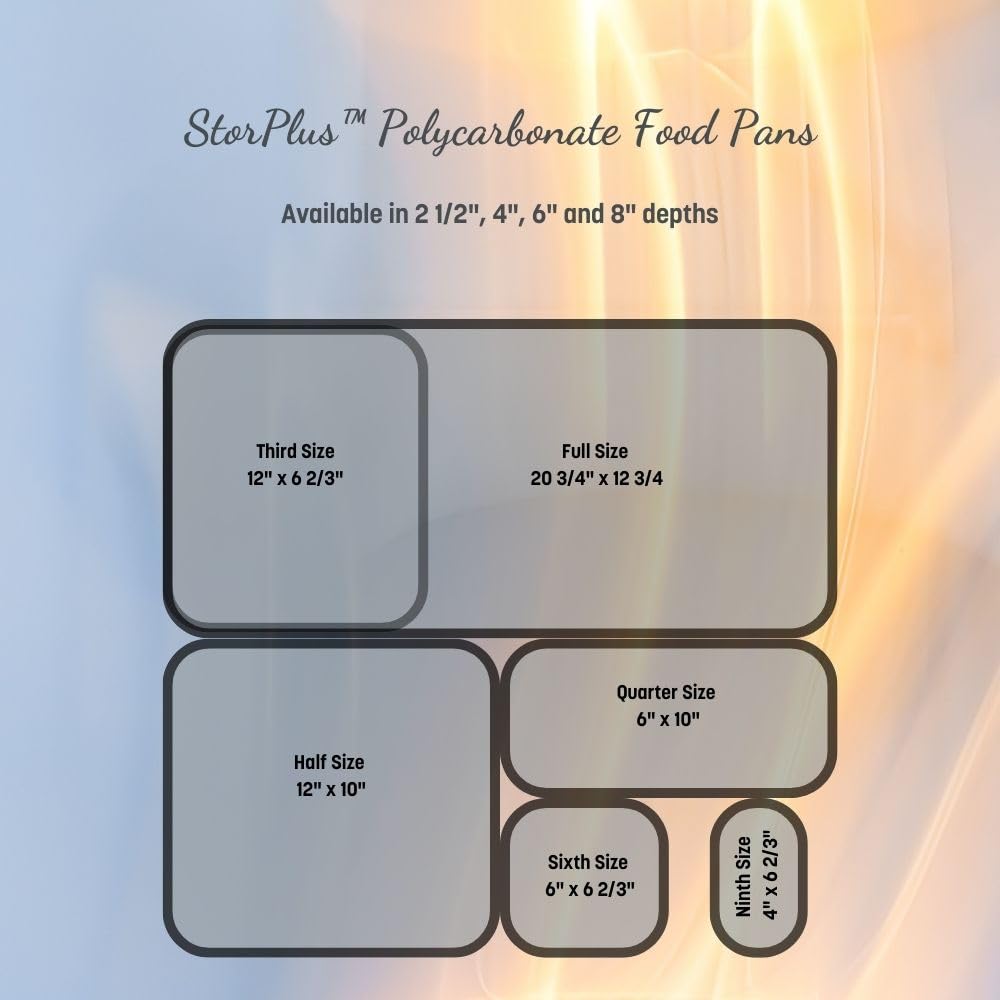 Carlisle FoodService Products Storplus 1/2-Size Food Pan for Catering, Buffets, and Restaurants, Polycarbonate, 8 Inches Deep, Clear, (Pack of 6)