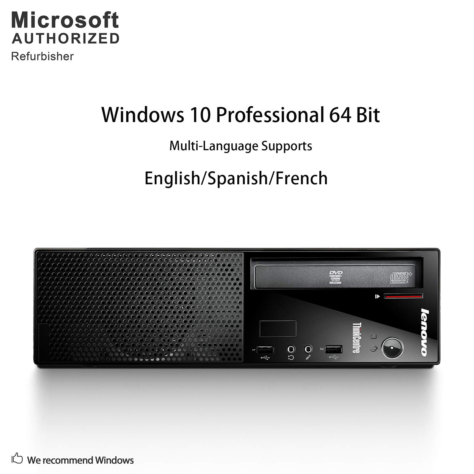 Lenovo ThinkCentre E73 Small Form Factor Desktop PC, Intel Core i3 4130 3.4GHz, 8G DDR3, 256G SSD, WiFi, BT 4.0, DVD, Windows 10 64-Multi-Language Support English/Spanish/French(Renewed)