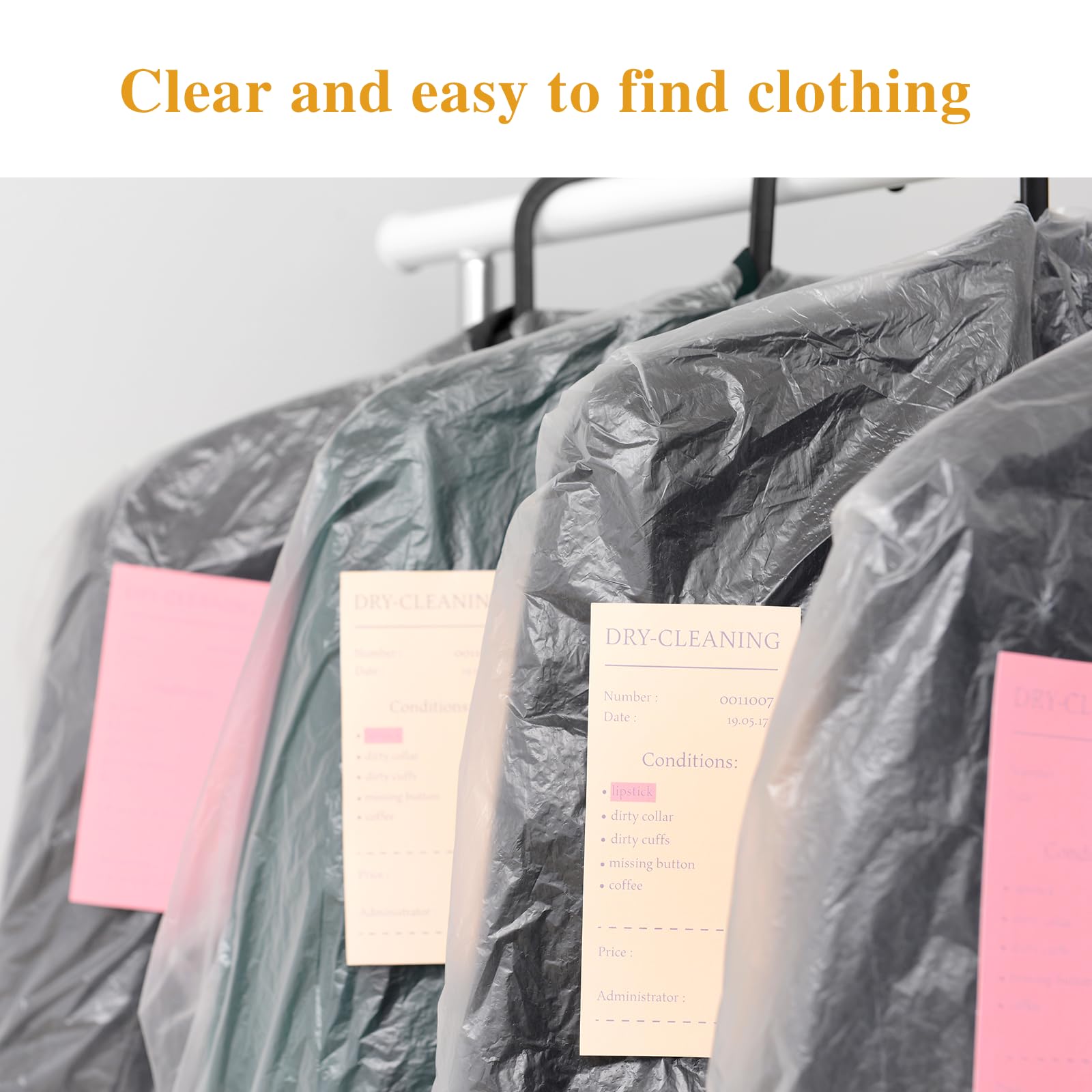 40 Pack Transparent Garment Bags 35.4 inch Garment Covers for Storage Hanging Clothes Plastic Suit Bags Dustproof Protector Covers for Skirt Coat Shirt Jacket