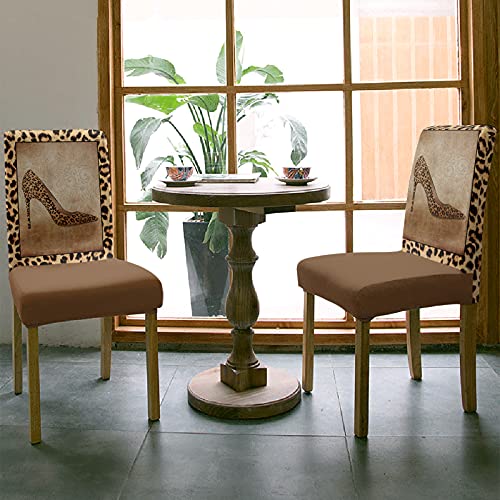 Chair Cover Leopard High Heel Dining Chair Slipcovers Animal Skin Printed Stretch Removable Chair Seat Protector Party Decoration