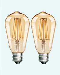 Qualilux Dusk to Dawn Edison Light Bulbs ST58(ST19), Vintage Amber Glass, Warm Light, 6.5W=60W, Non-Dimmable Auto On/Off Light Sensing LED Filament Bulb Outdoor, 700LM, E26, 2-Pack, HQ-H027