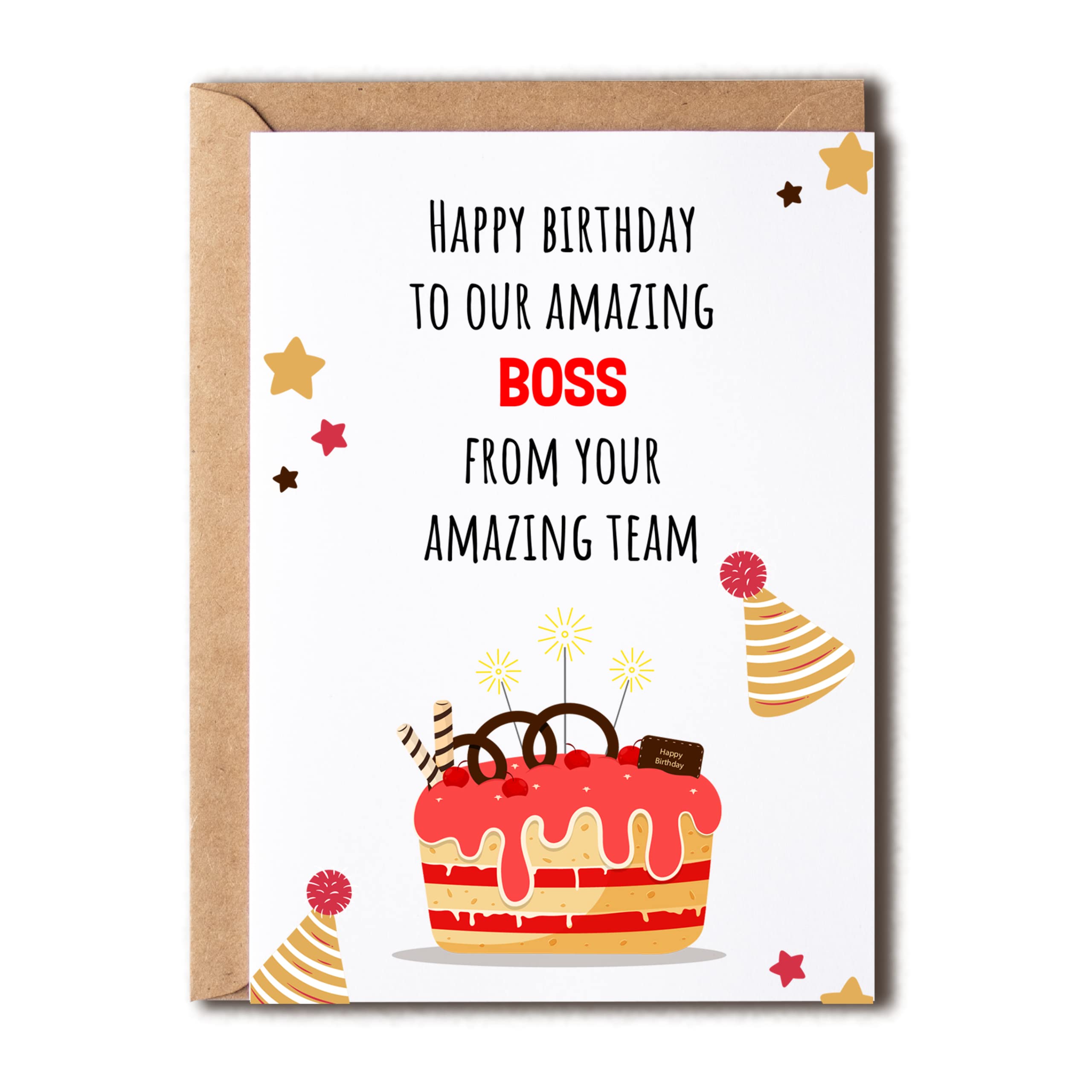 LillaGifts Boss Birthday Card, 5 x 7 inches, Multicolor, Envelope Included