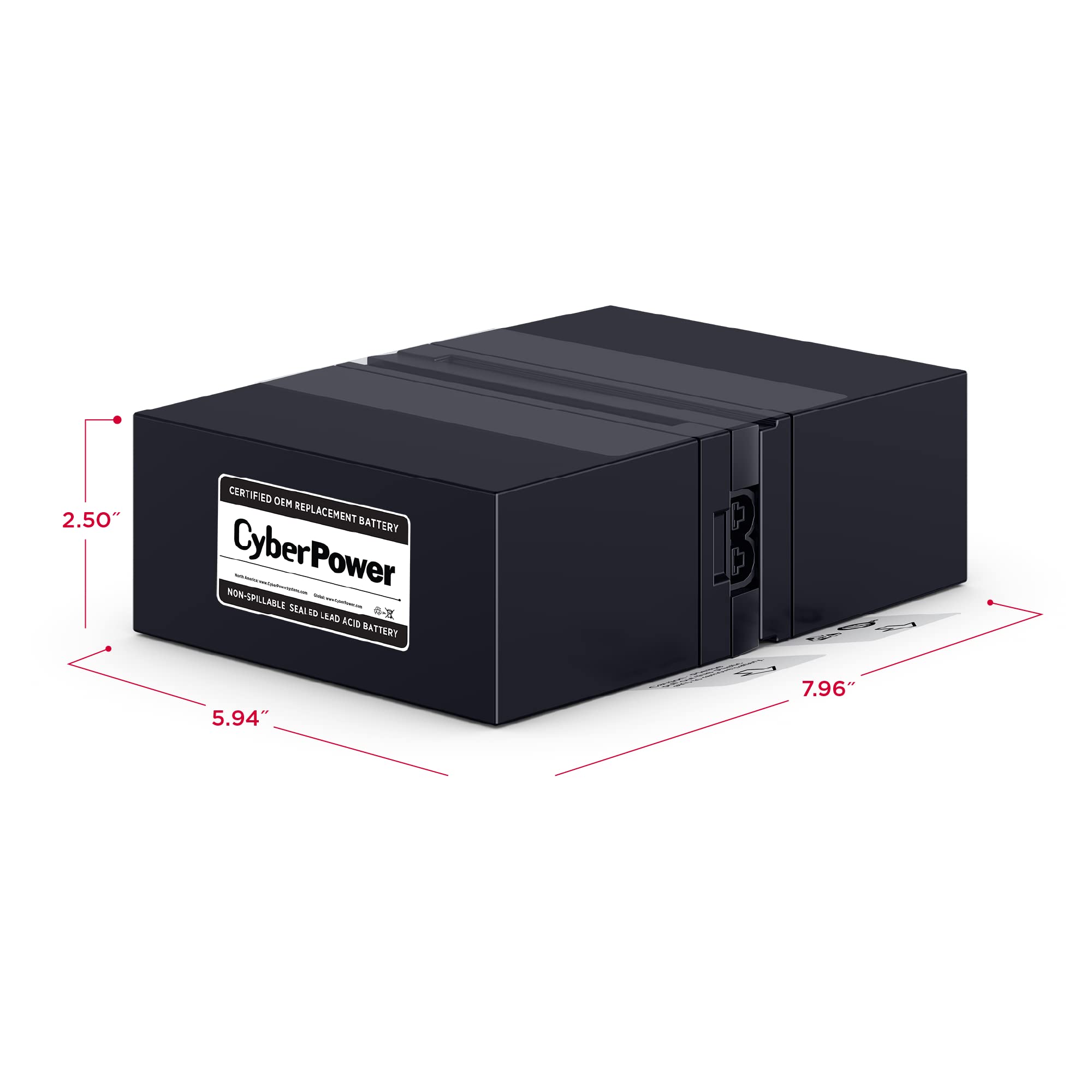 CyberPower RB1280X2B UPS Replacement Battery Cartridge, Maintenance-Free, User Installable, 12V/8Ah