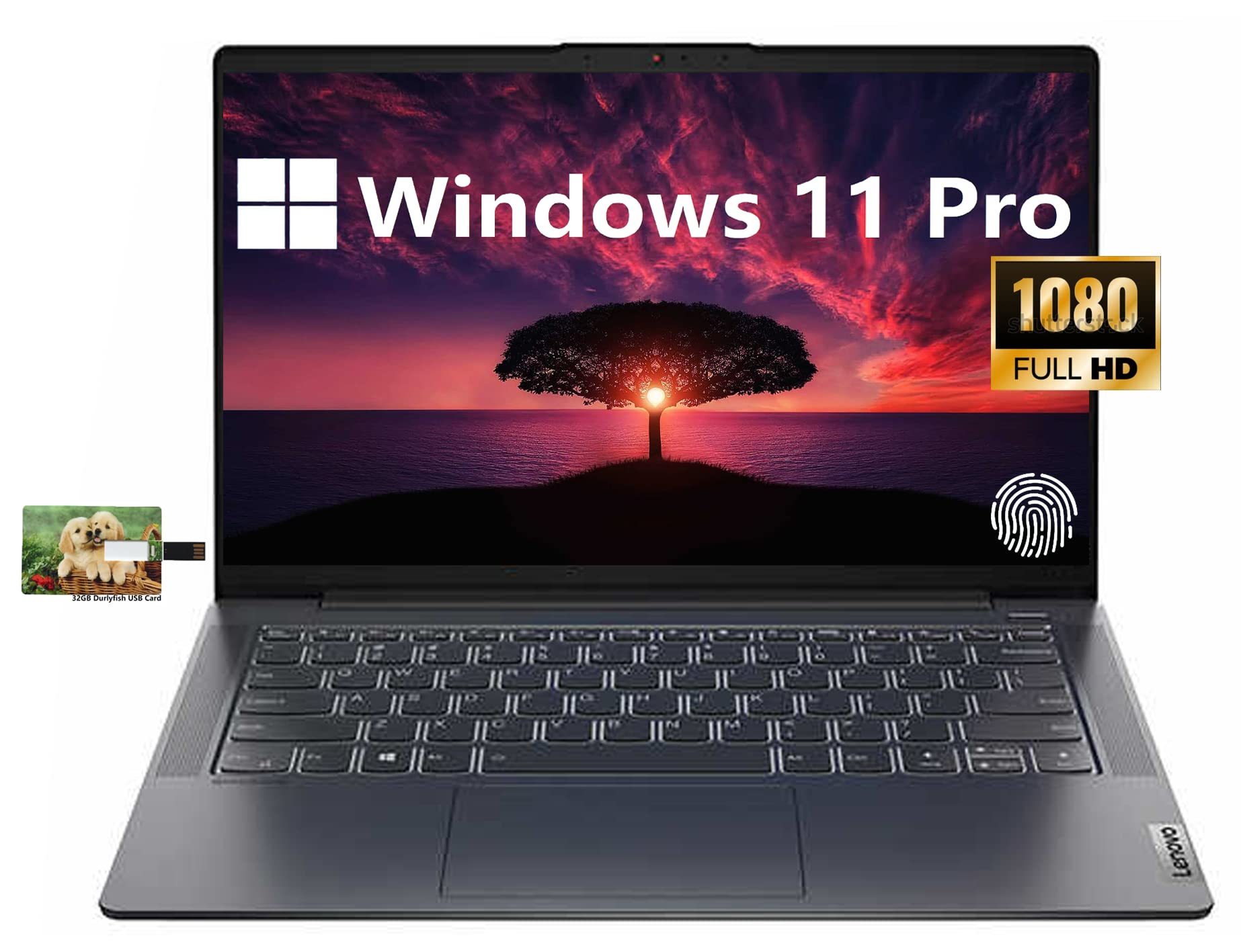 66 New Lenovo IdeaPad 5 Business Laptop, 14" FHD IPS Display, Intel Core i5-1135G7, Windows 11 Pro, 16GB RAM 512GB SSD, Fingerprint Reader, Backlit Keyboard, 32GB Durlyfish USB Card
