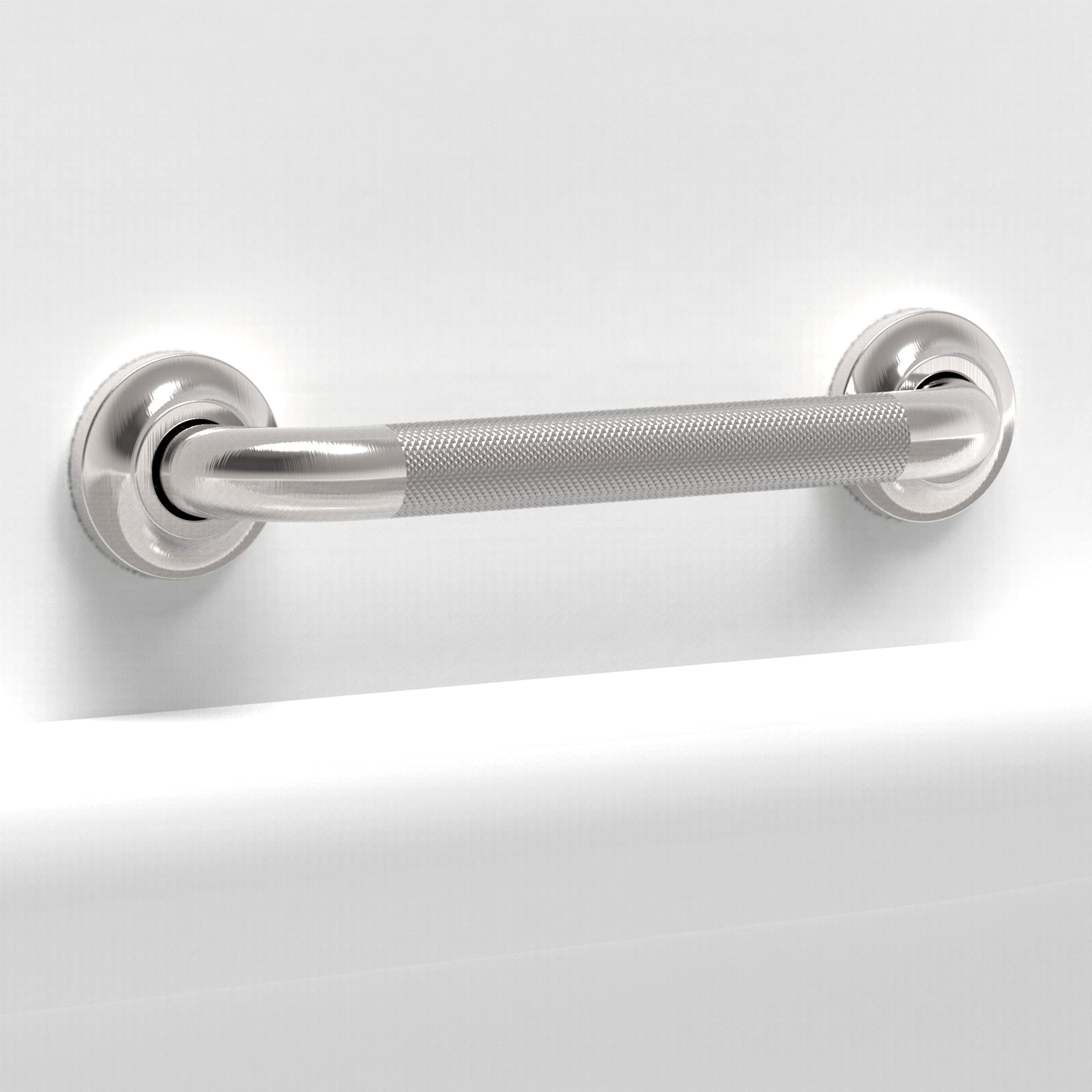 AmeriLuck Grab Bar with Knurled Anti-Skid Grip, ADA Compliant 500lbs Supporting, Stainless Steel Brushed Nickel (12in, 1PK)