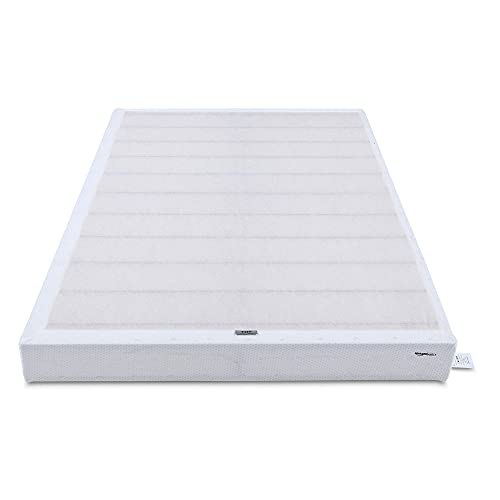 Amazon Basics Smart Box Spring Bed Base, 5 Inch Mattress Foundation, Tool-Free Easy Assembly, California King, White