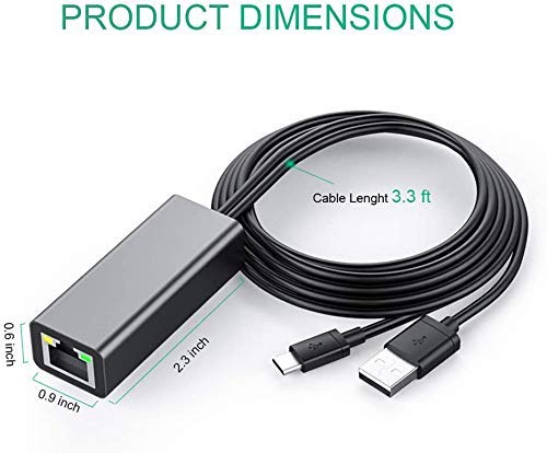Fire TV Stick Ethernet Adapter,Ethernet Adapter for Fire Stick and Chromecast,Chromecast Ultra 4k,Fire TV Cube,Chromecast 3/2/1,Micro USB to LAN RJ45 with Power Supply Cable