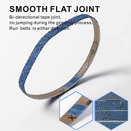 40 Pack Sanding Belts Replacement 3/8 x 13" Size - 10 Each of 40/60/80/120 Grits Zr-Corundum Sanding Belt (3/8" x 13" Belts)