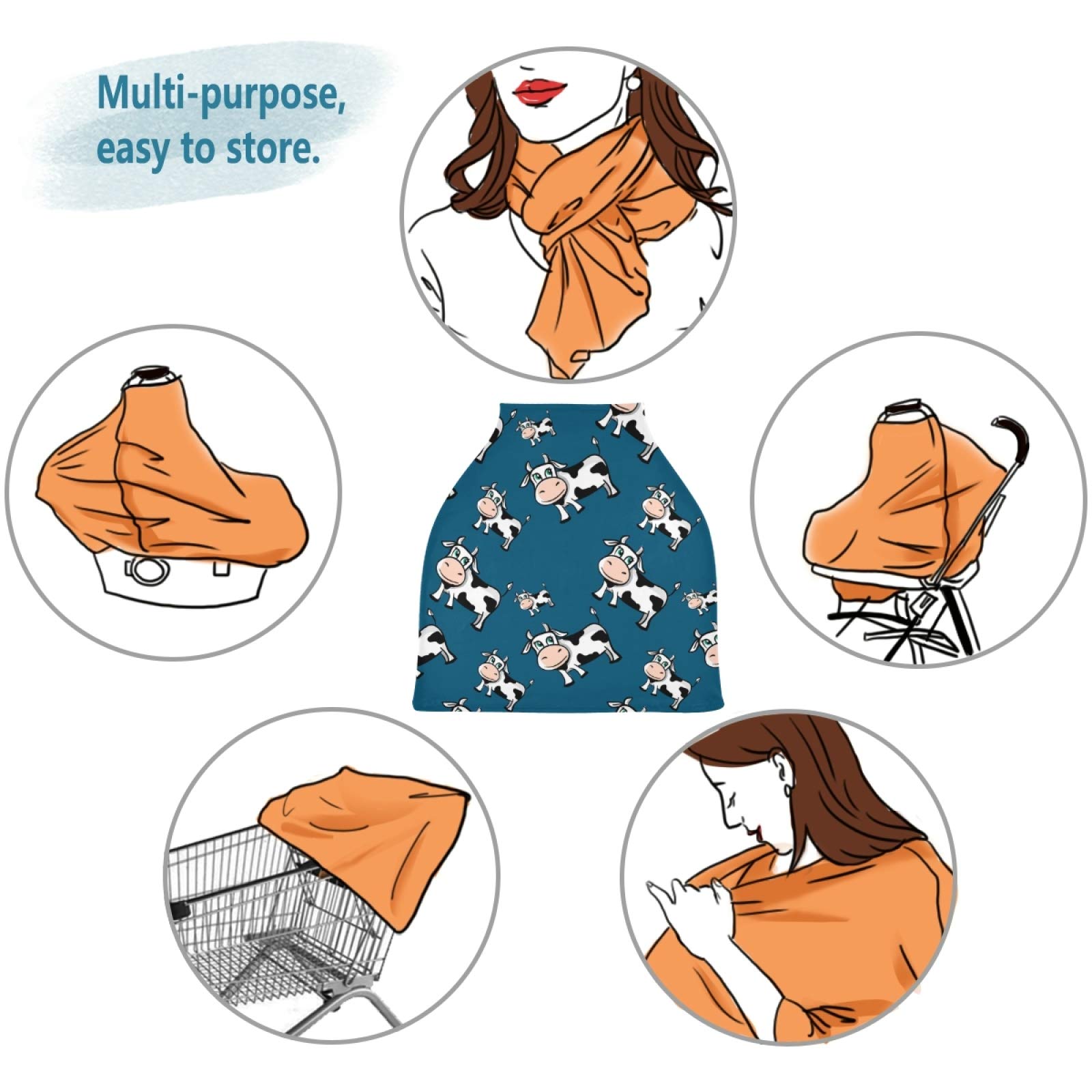 Nursing Cover Breastfeeding Scarf Cute Cow Print - Baby Car Seat Covers, Stroller Cover, Carseat Canopy (0br2b1)