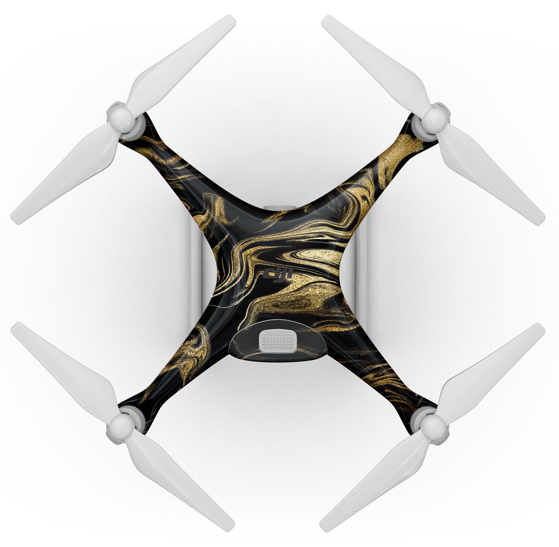 Design Skinz Design Skinz Black & Gold Marble Swirl V7 Full-Body Wrap Decal Skin-Kit Compatible with The Drone DJI Mavic Air