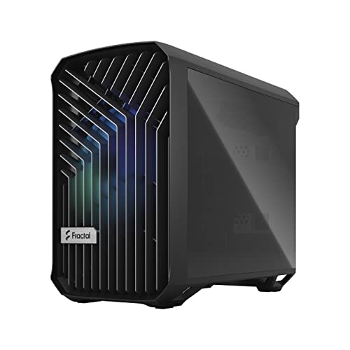 Fractal Design Torrent Nano RGB Black - Light Tint Tempered Glass Side Panels - Open Grille for Maximum air Intake - 180mm RGB PWM Fan Included - Type C - mITX Airflow Mini Tower PC Gaming Case
