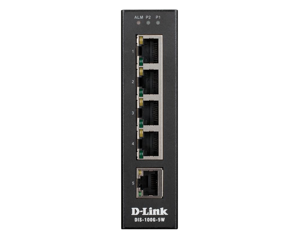 D-Link 5-Port Gigabit Industrial Unmanaged Switch | 5 10/100/1000BASE-T Ports | L2 | Fanless | Plug and Play (DIS-100G-5W)