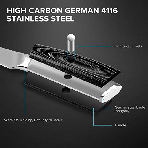 MOSFiATA 5” Chef Knife and 3.5" Fruit Knife Set with Knife Sheath, German High Carbon Stainless Steel EN.4116 with Micarta Handle and Gift Box for Vegetable and Fruit Cutting