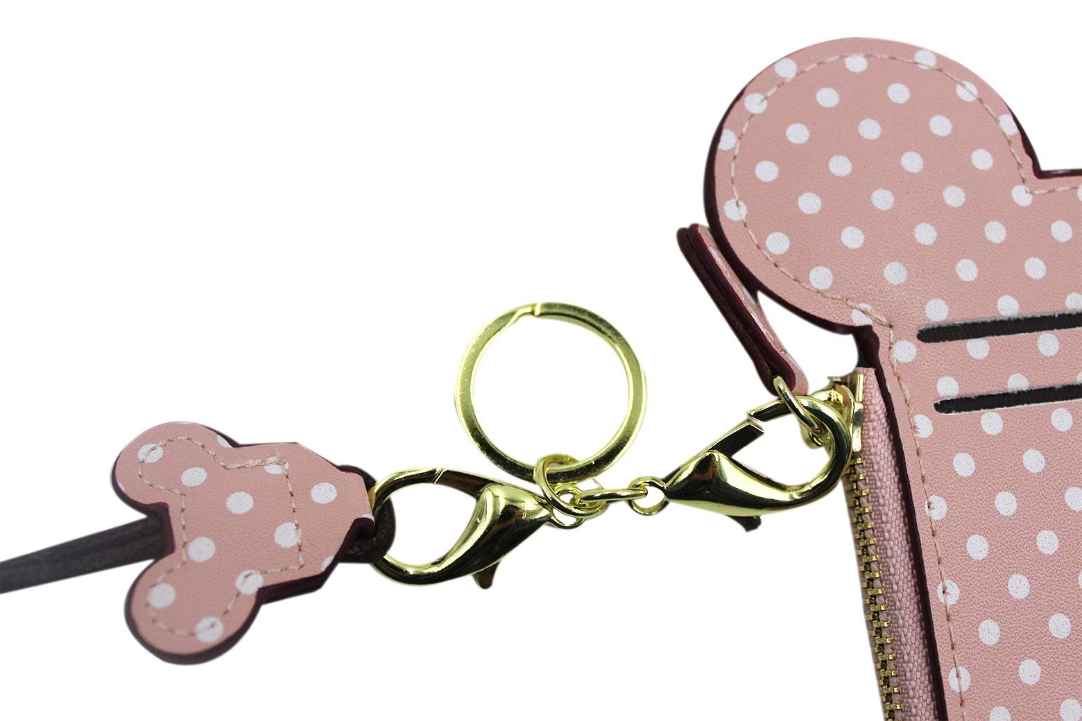 Cute Travel PU Leather Student ID Card Holder Animal Shape Neck Bag Wave Dot Wallet Coin Purse for Women Teens Girls