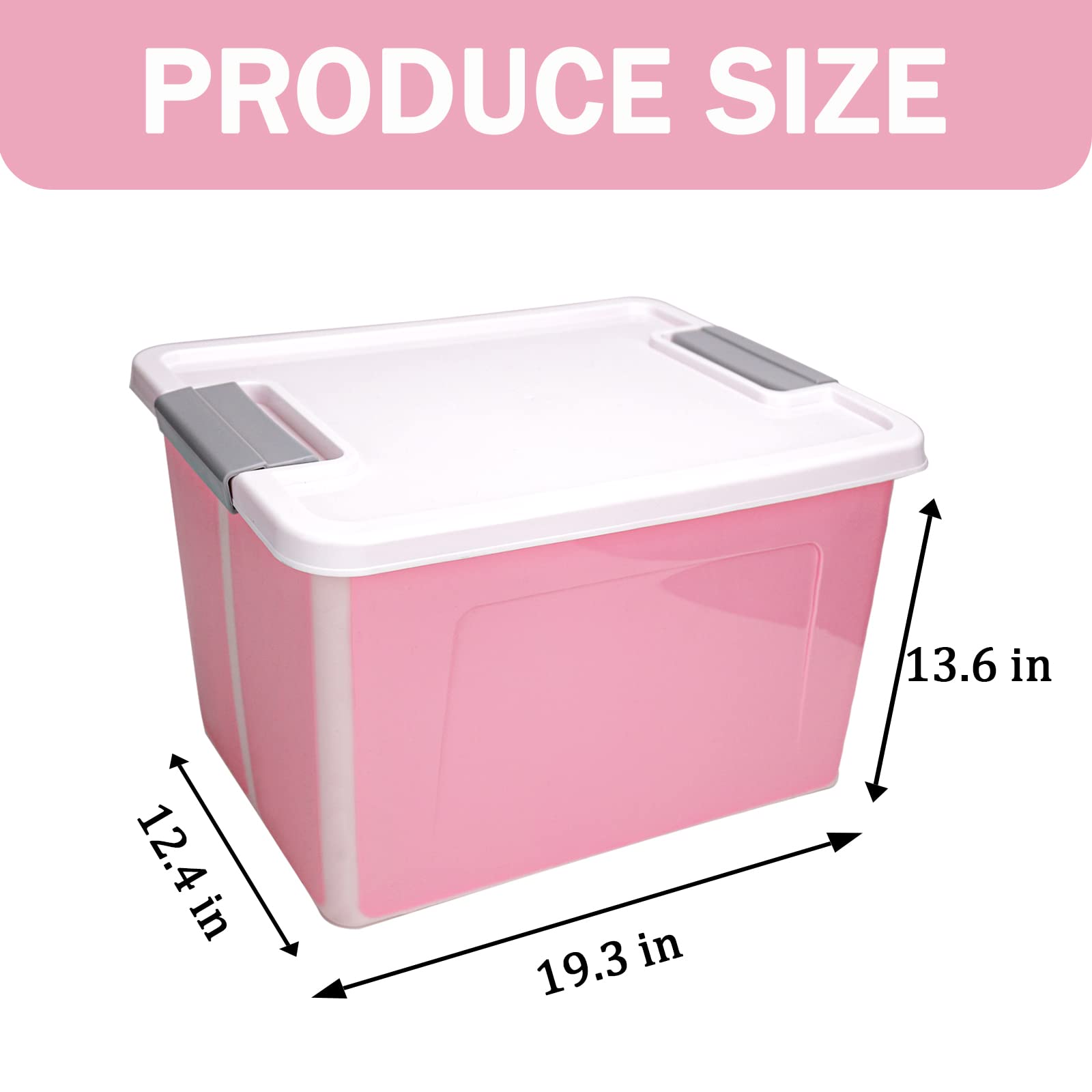 56 Quart Large Storage Bins Waterproof, Utility Tote Organizing Container Box with Lid, Collapsible Clear Plastic Storage Box, for Toys Clothes and Bedding, 1 pack, Blue