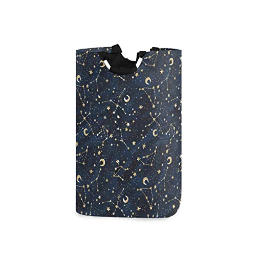 ALAZA Night Sky Stars Moon Laundry Basket with Handles, Durable Laundry Hamper Bag Collapsible Cloth Storage Bin for Home Bedroom Bathroom College Dorm